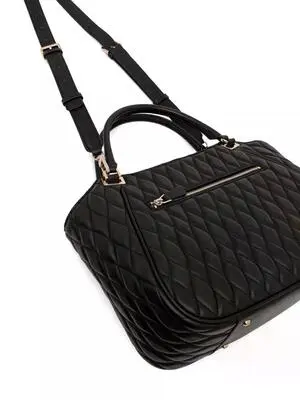 Guess Quilted Tote With Charm - Black