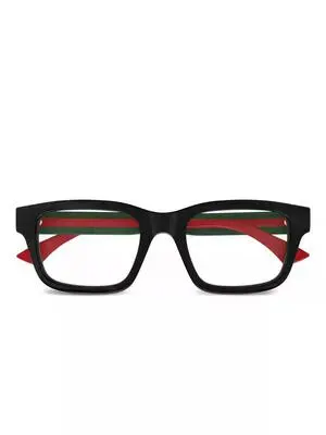 Gucci Web Stripe Rectangle Eyeglasses - Black