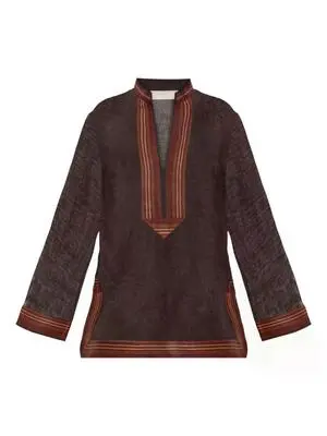 Tory Burch Striped-detail Blouse - Brown