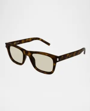 Saint Laurent Rectangle Acetate Sunglasses - Havana