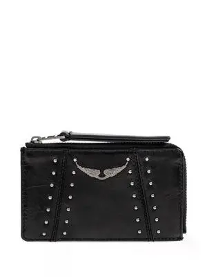 Zadig&Voltaire Studded Wings-detail Leather Wallet - Black