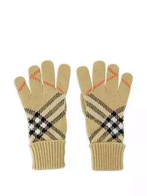 Burberry Check Ribbed Gloves - Neutrals