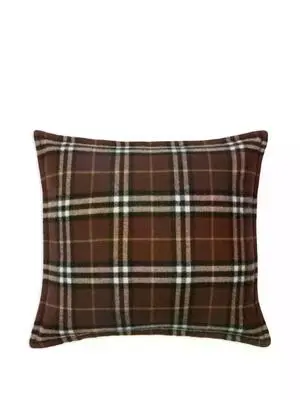Burberry Checked Cashmere Cushion - Brown