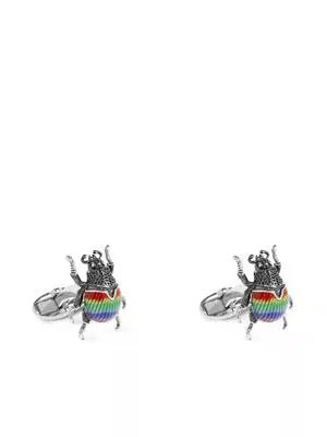 Paul Smith Beetle Striped Cufflinks - Silver