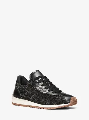 Michael Kors Rhodes Embellished Leather Trainer - Black