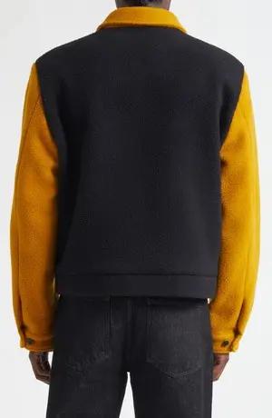 SECOND / LAYER Corky Wool Fleece Zip-up Jacket - Black/mustard