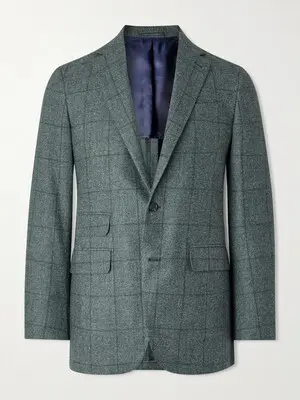 Sid Mashburn Virgil Checked Wool, Cotton And Cashmere-blend Blazer