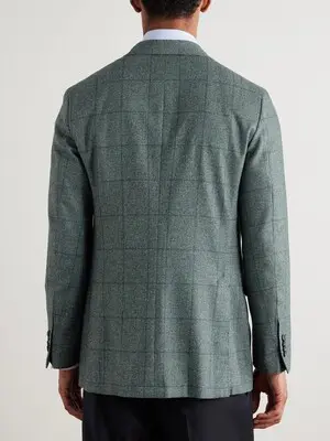 Sid Mashburn Virgil Checked Wool, Cotton And Cashmere-blend Blazer