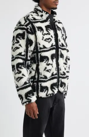 Obey Repeated Icon Insulated Fleece Zip Jacket
