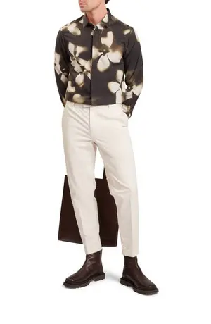 Ted Baker London Wrenin Photographic Floral Print Button-up Shirt - Black