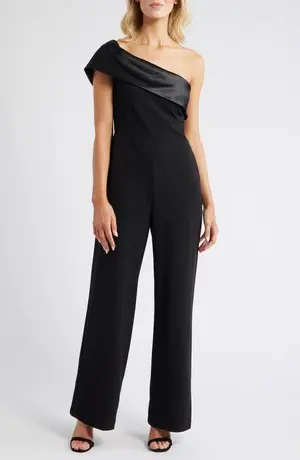 Eliza J One-shoulder Jumpsuit - Black