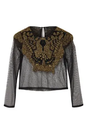ALLSAINTS Greta Sequin Beaded Sheer Top