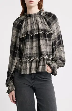 TREASURE & BOND Long Sleeve Plaid Woven Shirt