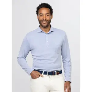 TURTLESON Lester Oxford Performance Polo Long Sleeve - Marine