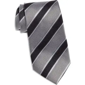 Nordstrom Stripe Jacquard Silk Neck Tie - Silver