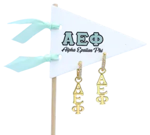 COLOR SHOUT Alpha Epsilon Phi Greek Letter Huggie Earrings - Yellow Gold