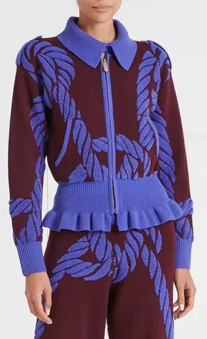 TEMPERLEY LONDON Rope Knit Zip-up Jacket - Merlot