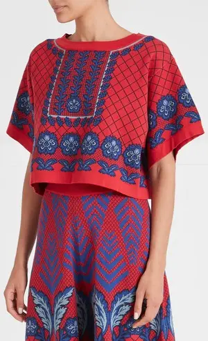 TEMPERLEY LONDON Francis Grid Knit Top