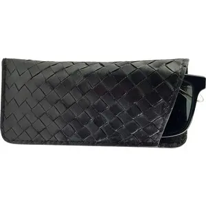 DEUX MAINS Woven Leather Sunglasses Case