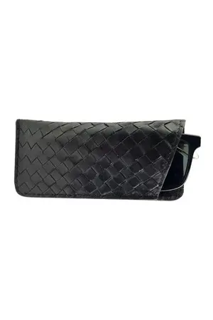 DEUX MAINS Woven Leather Sunglasses Case