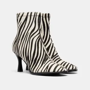 MARC NOLAN Gloria Stiletto Ankle Boots - Zebra
