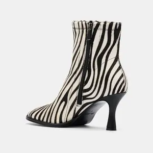 MARC NOLAN Gloria Stiletto Ankle Boots - Zebra