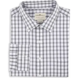 OAK HILL BY DXL Big & Tall Medium Plaid Dress Shirt
