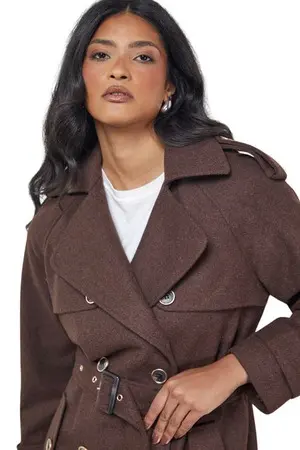 WAREHOUSE Wool Mix Belted Trench Coat
