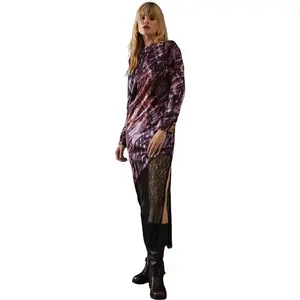WAREHOUSE Column Lace Panel Midi Dress