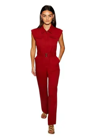 WAREHOUSE Runway Utility Jumpsuit - Red