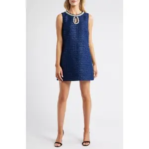 Lilly Pulitzer® Ronan Embellished Tweed Skirted Romper - Navy After Party