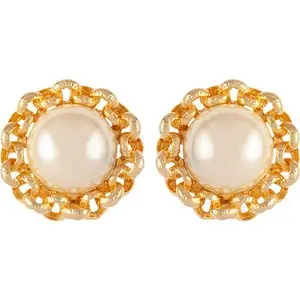 SUSAN CAPLAN 1990s Vintage Faux Pearl Clip-On Earrings