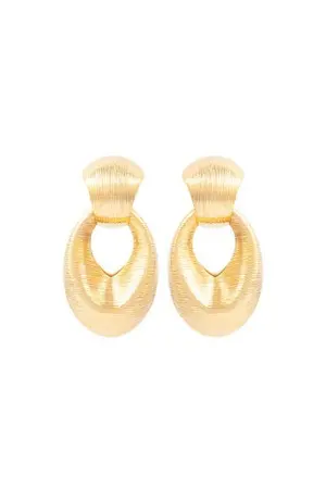 SUSAN CAPLAN 1980s Vintage Gold Plated Earrings - Door Knocker