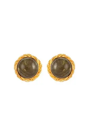 SUSAN CAPLAN 1980s Vintage Clip-on Earrings - Moss Green