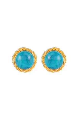 SUSAN CAPLAN 1980s Vintage Clip-on Earrings - Turquoise