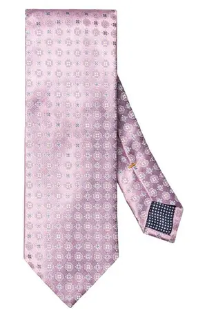 Eton Floral Jacquard Silk Standard Neck Tie - Medium Pink