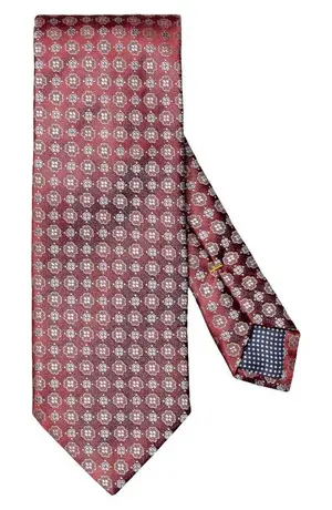Eton Floral Jacquard Silk Standard Neck Tie - Medium Red