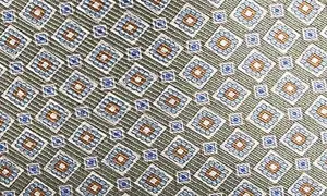 Eton Geometric & Paisley Reversible Silk Pocket Square - Medium Green