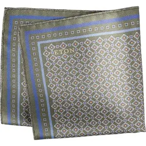 Eton Geometric & Paisley Reversible Silk Pocket Square