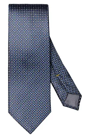 Eton Neat Geometric Pattern Silk Tie - Navy