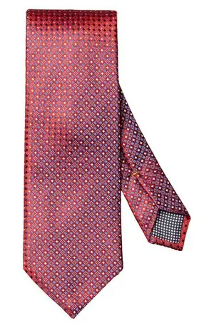 Eton Geometric Pattern Standard Neck Tie - Medium Red