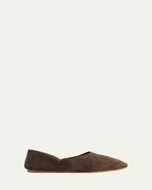 Khaite Jane Suede Ballerina Flats - Sable