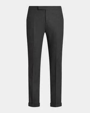 Ralph Lauren Wool Flannel Slim Flat-front Trousers - Grey