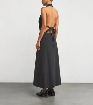 ST. AGNI Cotton-blend Halterneck Maxi Dress - Black