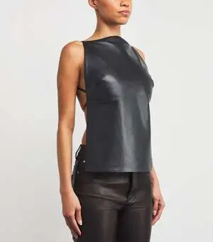 ST. AGNI Lambskin Square-neck Camisole