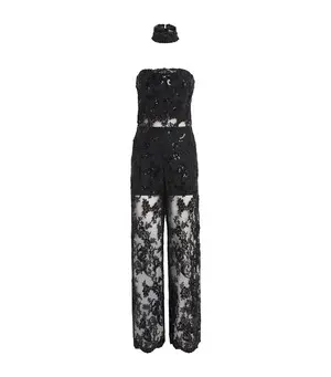 Alice + Olivia Sequin-lace Georgie Jumpsuit - Black