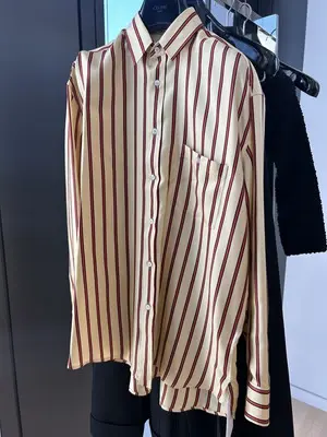 Celine Stripe Shirt - Beige/red