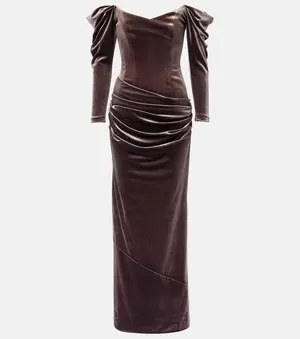 Women's Draped Velvet Evening Dresses