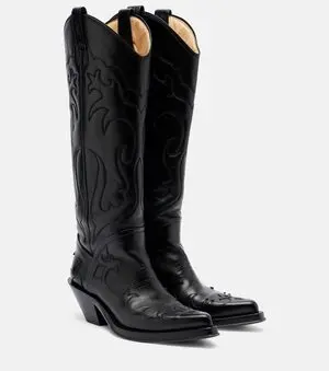 Gabriela Hearst Capitana Leather Cowboy Boots - Black