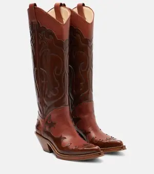 Gabriela Hearst Capitana Leather Cowboy Boots - Brown